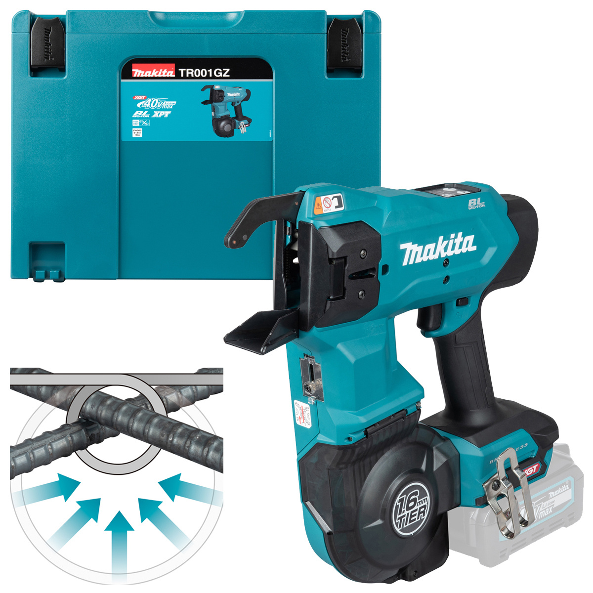 MAKITA Wiązarka do zbrojenia zbrojeń 25x29 mm 40V XGT body + Makpac ...