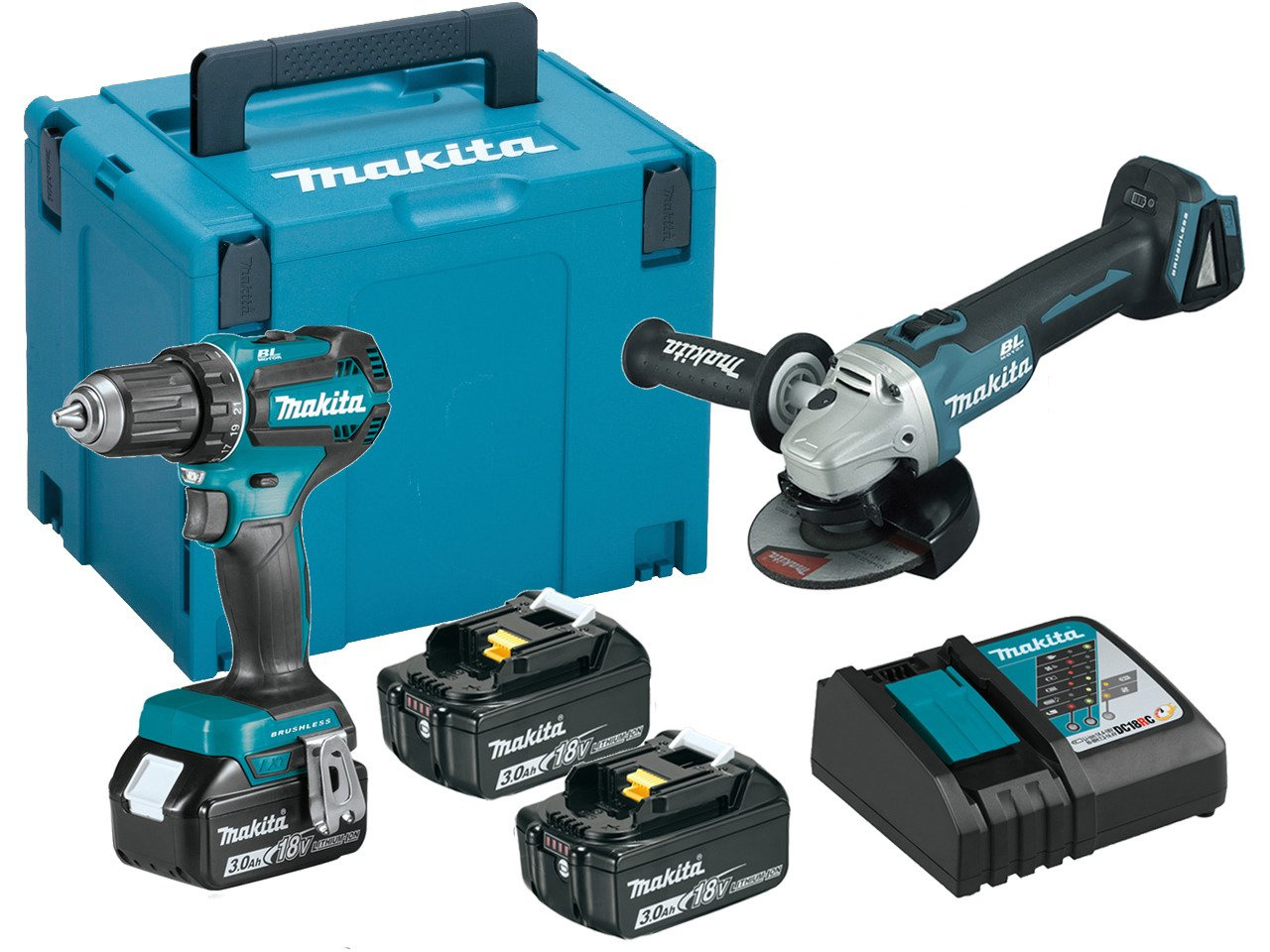 MAKITA Zestaw combo 18V DDF485 DGA504 DLX2284J1 | Elektrovip.pl